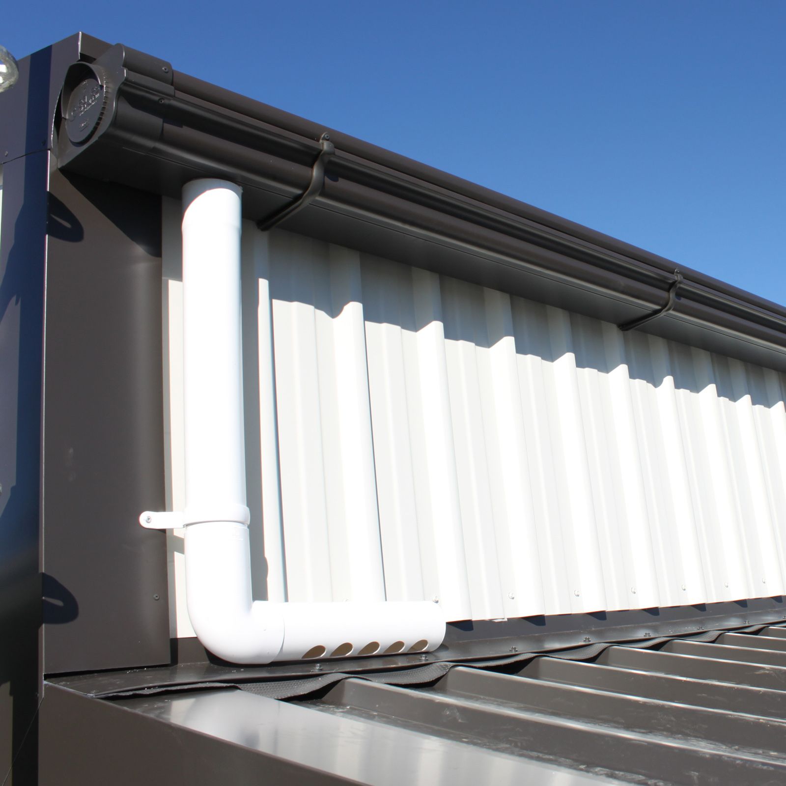 Rural Shed | Anti-leaf gutter system Eaves Water System water ...